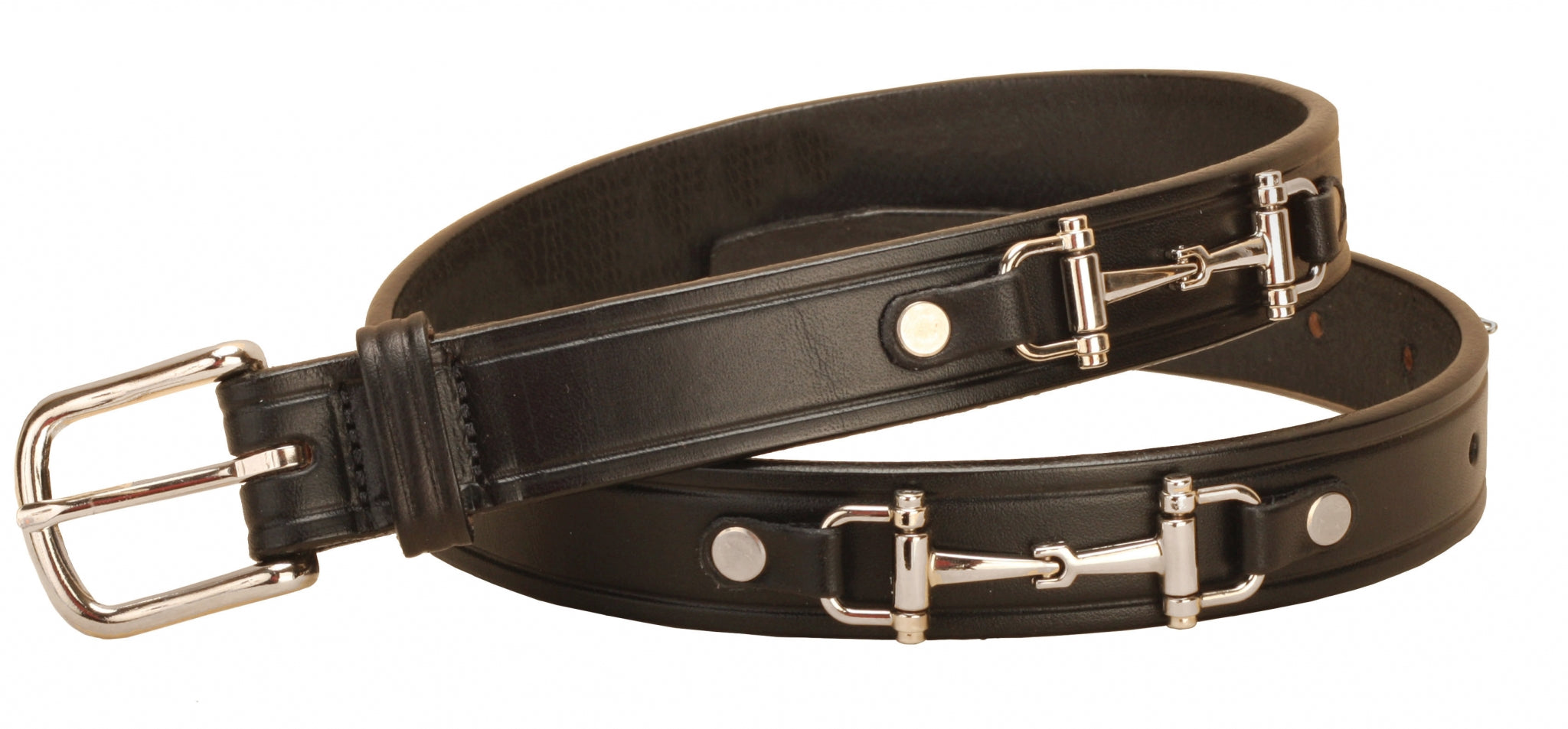 Tory Leather Snaffle Bit Belt with Nickel Snaffle Bits and Buckle ...