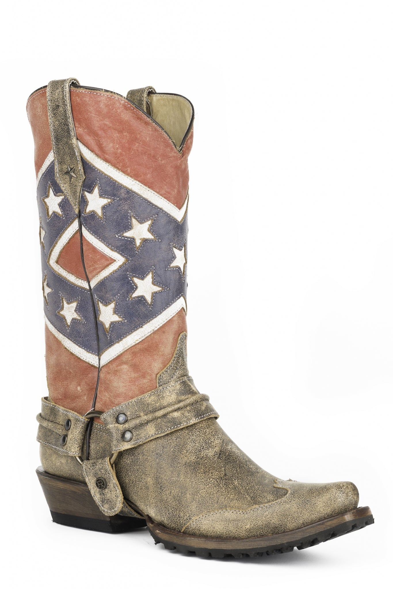 Roper Mens Rebel Biker Flag Bandit Toe Boots – HorseLoverZ