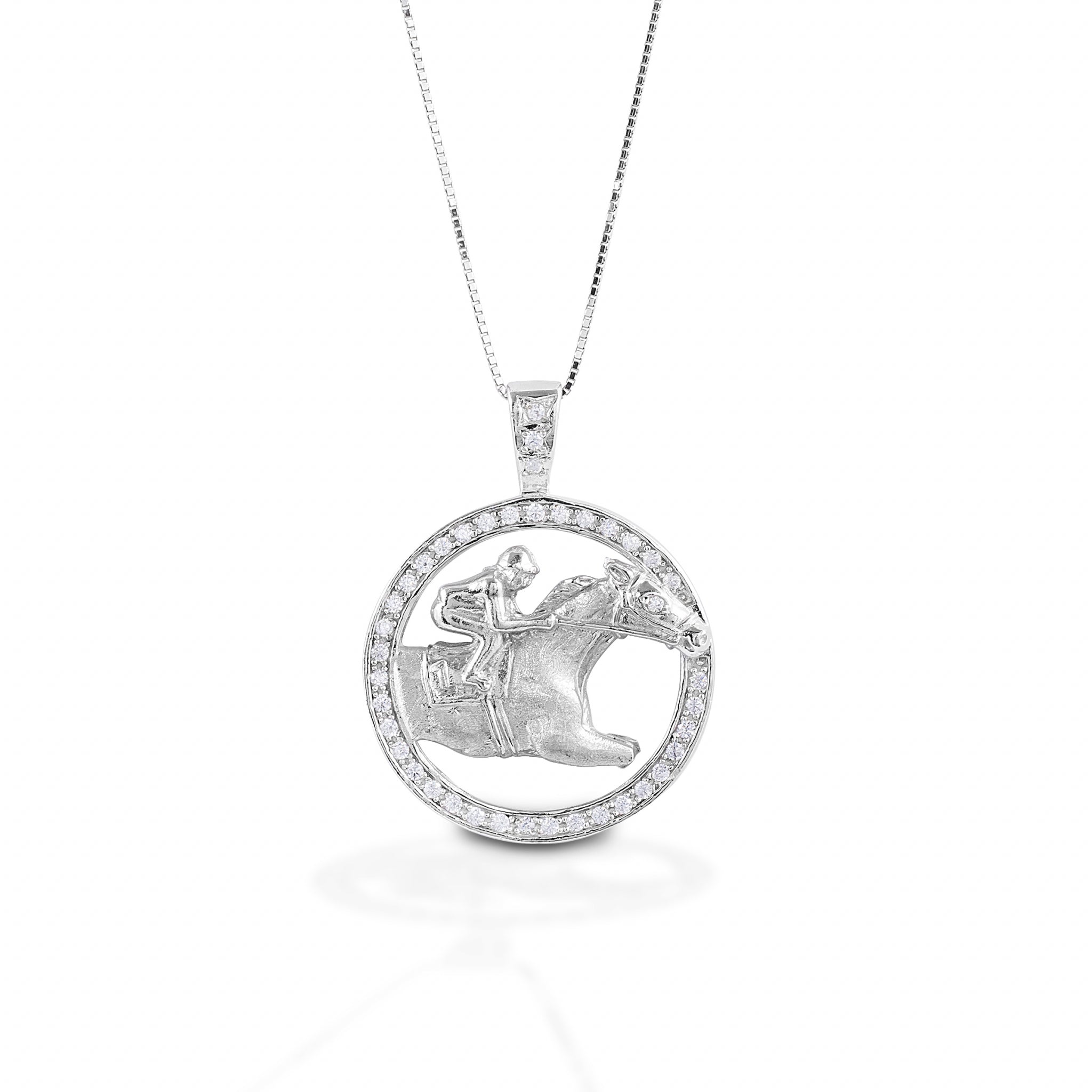 Kelly Herd Circle Race Horse Necklace - Sterling Silver– HorseLoverZ